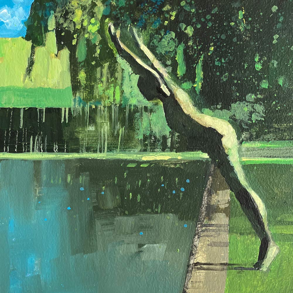 Diver sculpture at the end of the Lake #3 2.8.25 By Julian Sutherland-