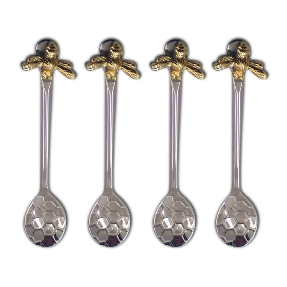 Set of Four Bee Honeycomb Coffee Spoons, Coffee Spoons
