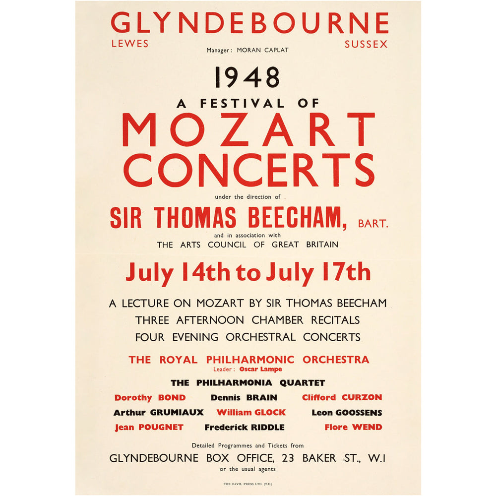Mozart Concerts 1948 Poster Collection